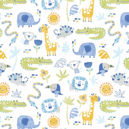 Elephant Play Flannel- Animals - Blue FLANNEL